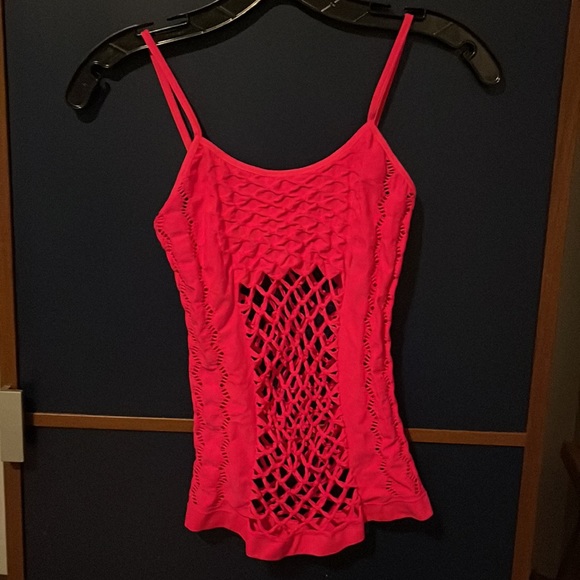 xinki | Tops | Artsy Neon Pink Top With Net Feature | Poshmark